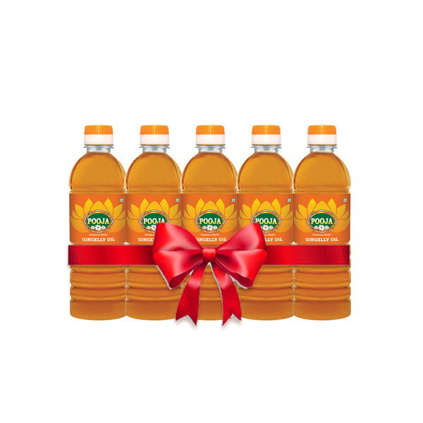 Pooja Brand Gingelly Oil Pack of 5(1 Ltr x 5 Bottle) – Asbrandoils